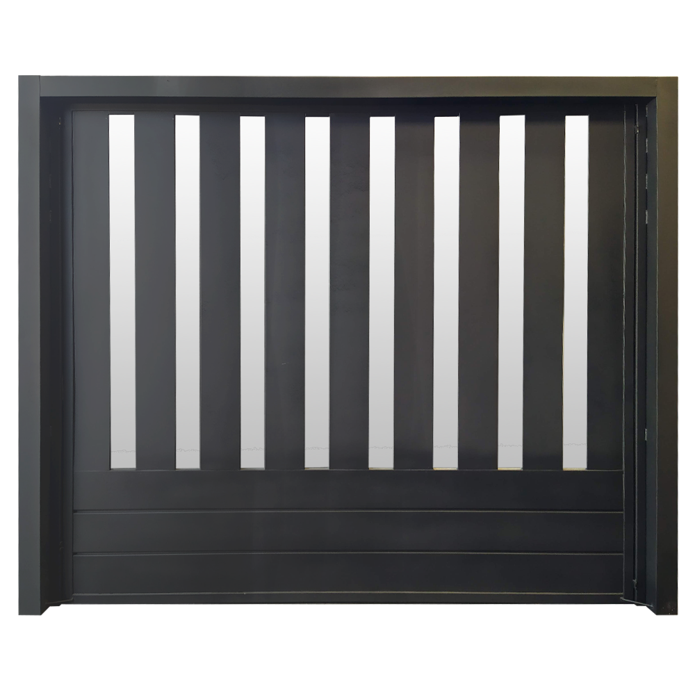 Portón Levadizo de doble Chapa Nº18 Modelo con vidrios verticales ...