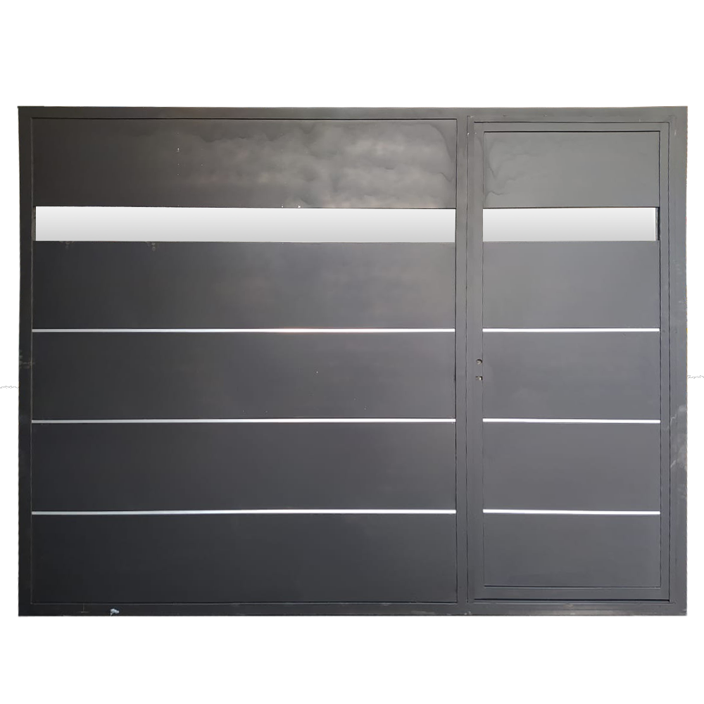 Portón Corredizo de Chapa simple Nº18 con Insertos de Aluminio con ...