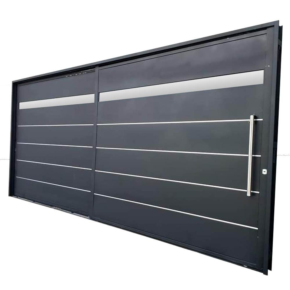 Portón Corredizo de Chapa simple Nº18 de 2 hojas corredizas Modelo con ...
