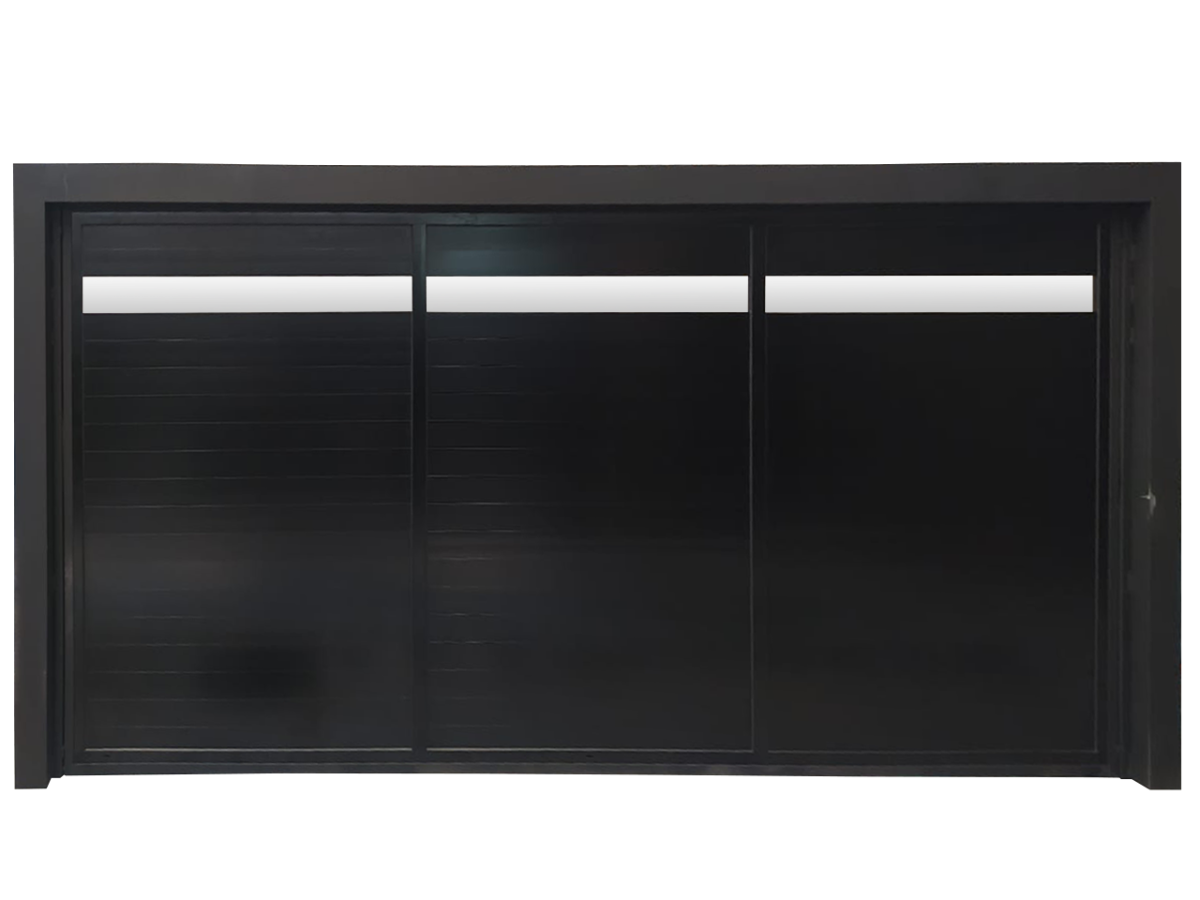 Portón Levadizo Aluminio Revestimiento Módena Negro con con Visor ...