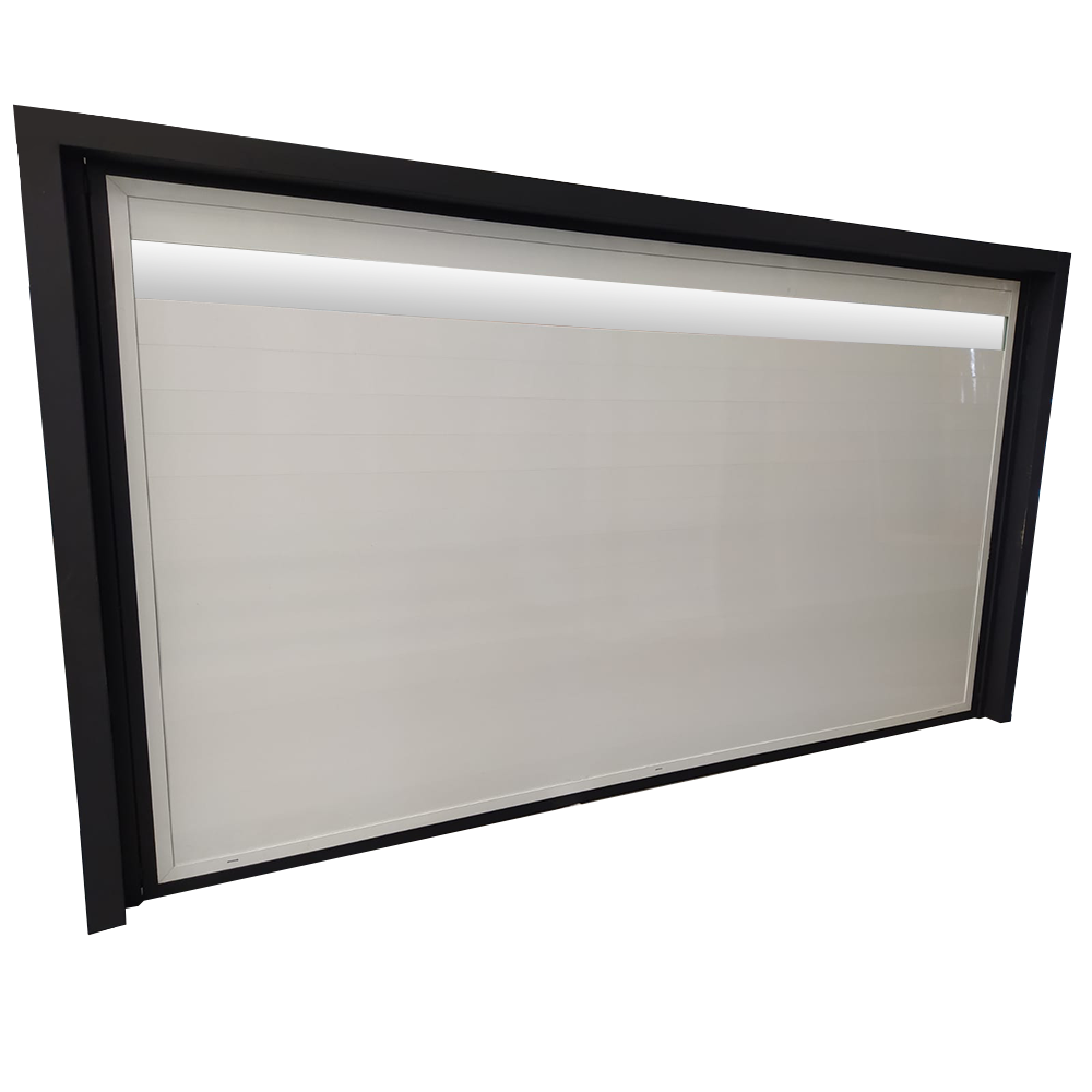 Portón Levadizo Aluminio Revestimiento Módena Blanco con con Visor ...