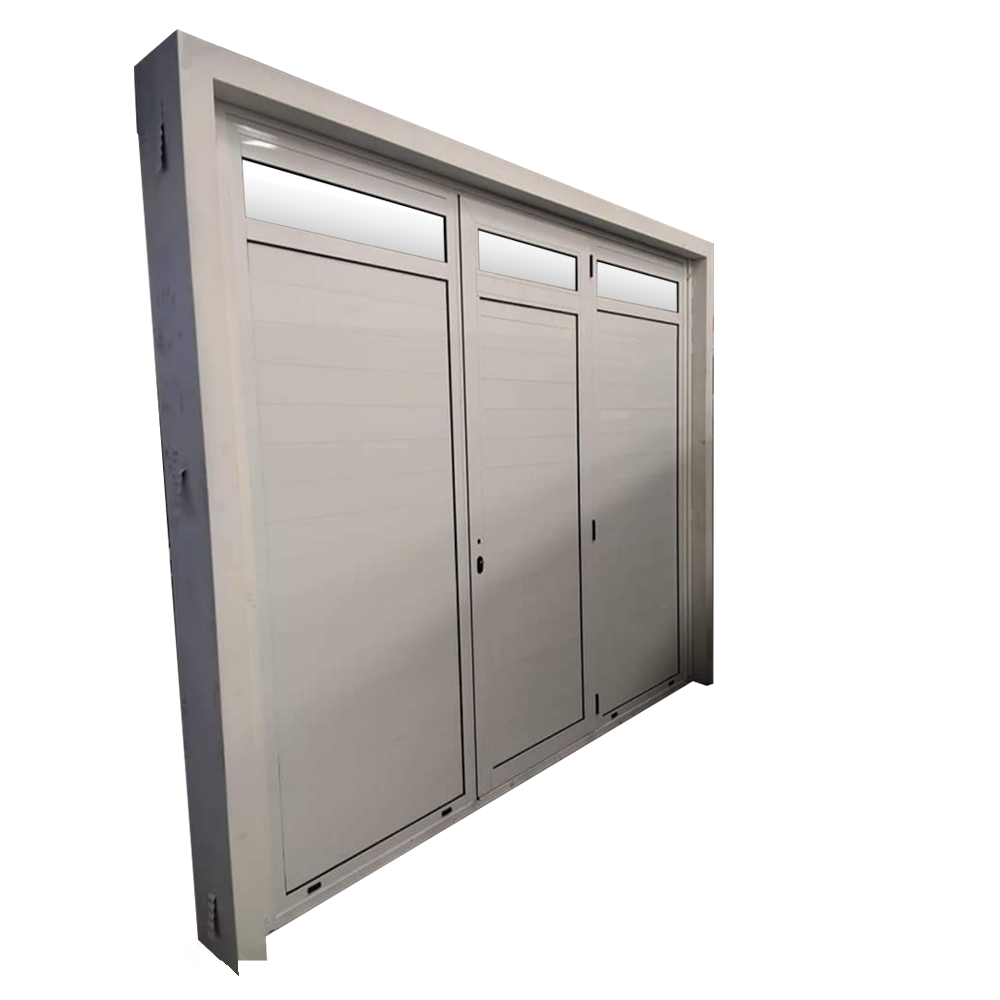 Portón Levadizo Aluminio Revestimiento Módena Blanco con Puerta de ...