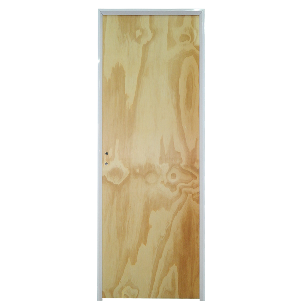 Puerta enchapada Pino marco aluminio – Pacella aberturas
